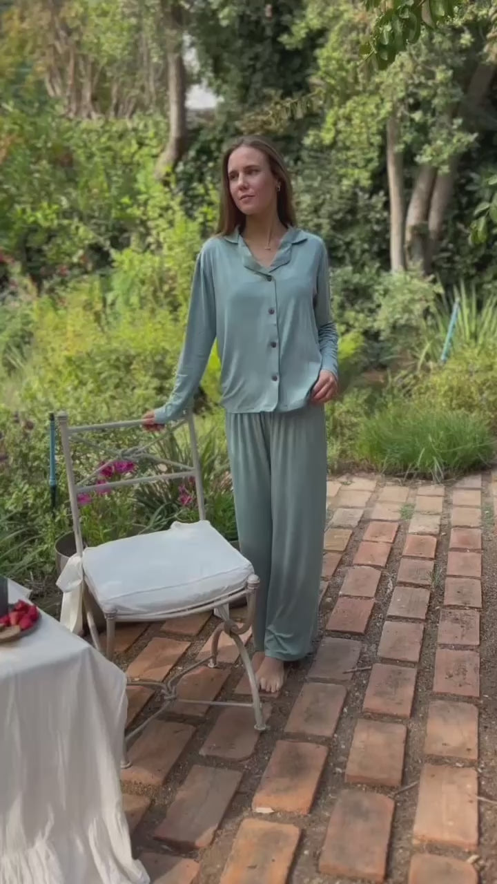 Pijama largo María sage – Bijou Store